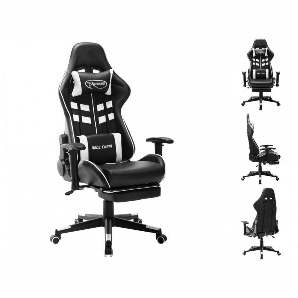 Vidaxl Bürostuhl Gaming Stuhl Mit Fußstütze Schwarz Und Weiß Kunstleder