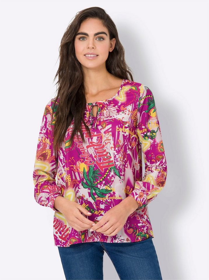 Heine Klassische Bluse Druckbluse Mit Bindeband Am Ausschnitt