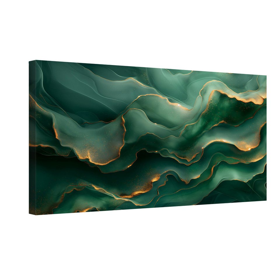 Altdecor Leinwandbild Marmor Grün Gold Aquarelle Marmour 30 X 20 Cm