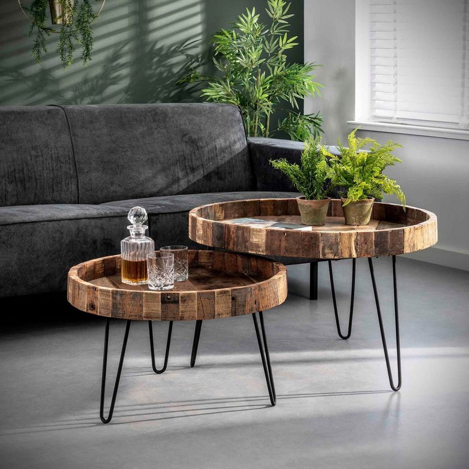 Ringo Living Beistelltisch Massivholz Couchtisch Nalu 2er Set In Natur