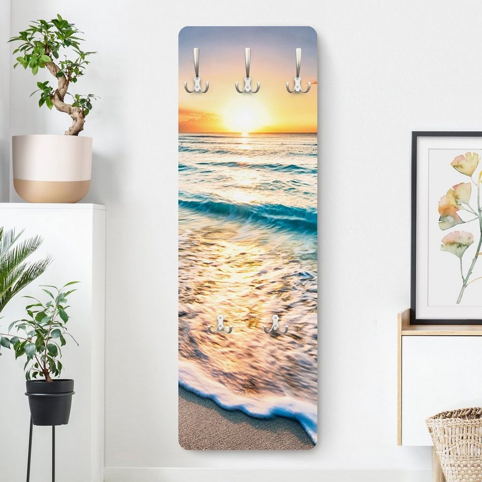 Bilderdepot24 Garderobenpaneel Blau Natur Strand Meer Sonnenuntergang