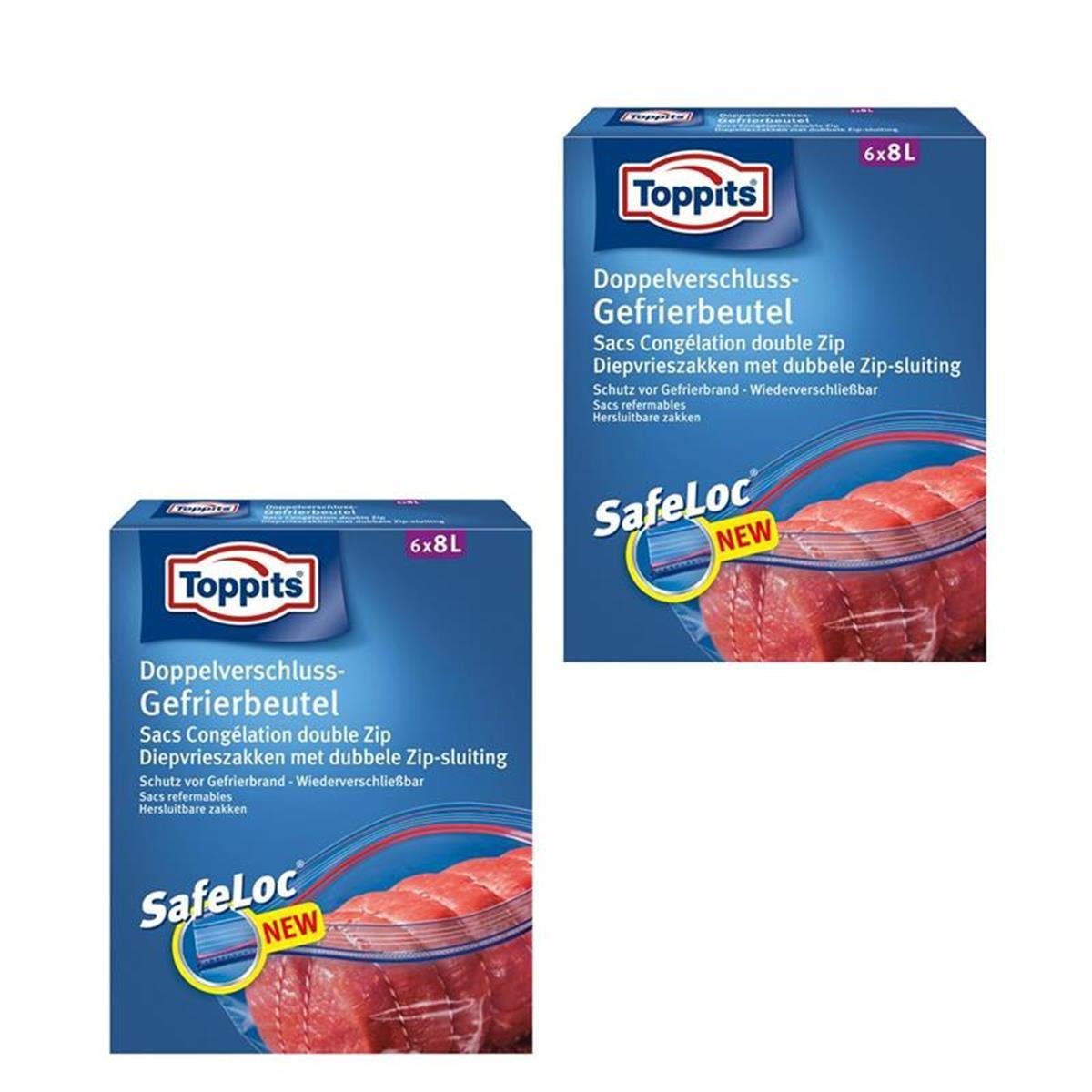 Toppits Küchenorganizer-Set Toppits Doppel-Verschluss Gefrierbeutel 6x8 ...