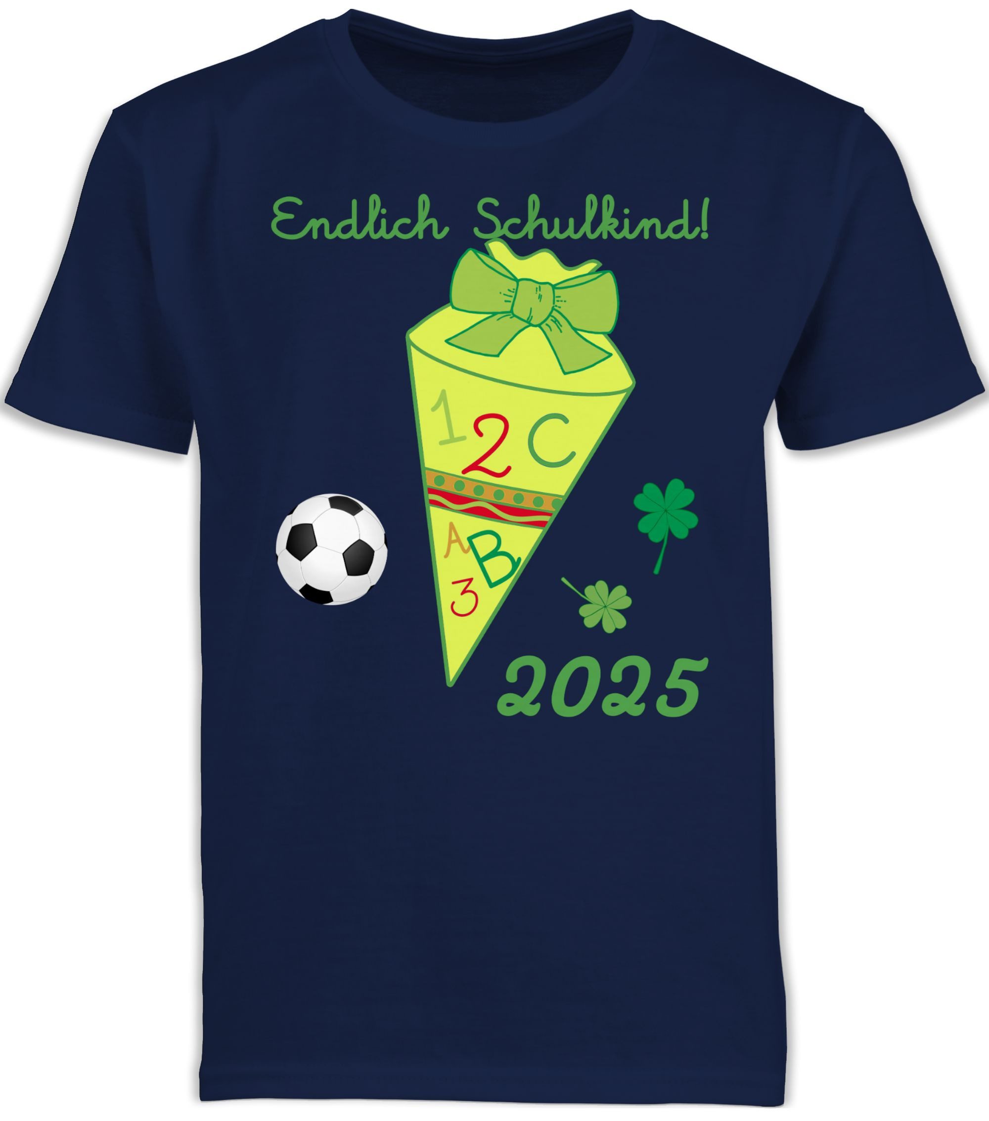 Shirtracer T-Shirt Endlich Schulkind 2025 Schultüte ABC gelb/grün Einschulung Junge Schulanfang ...