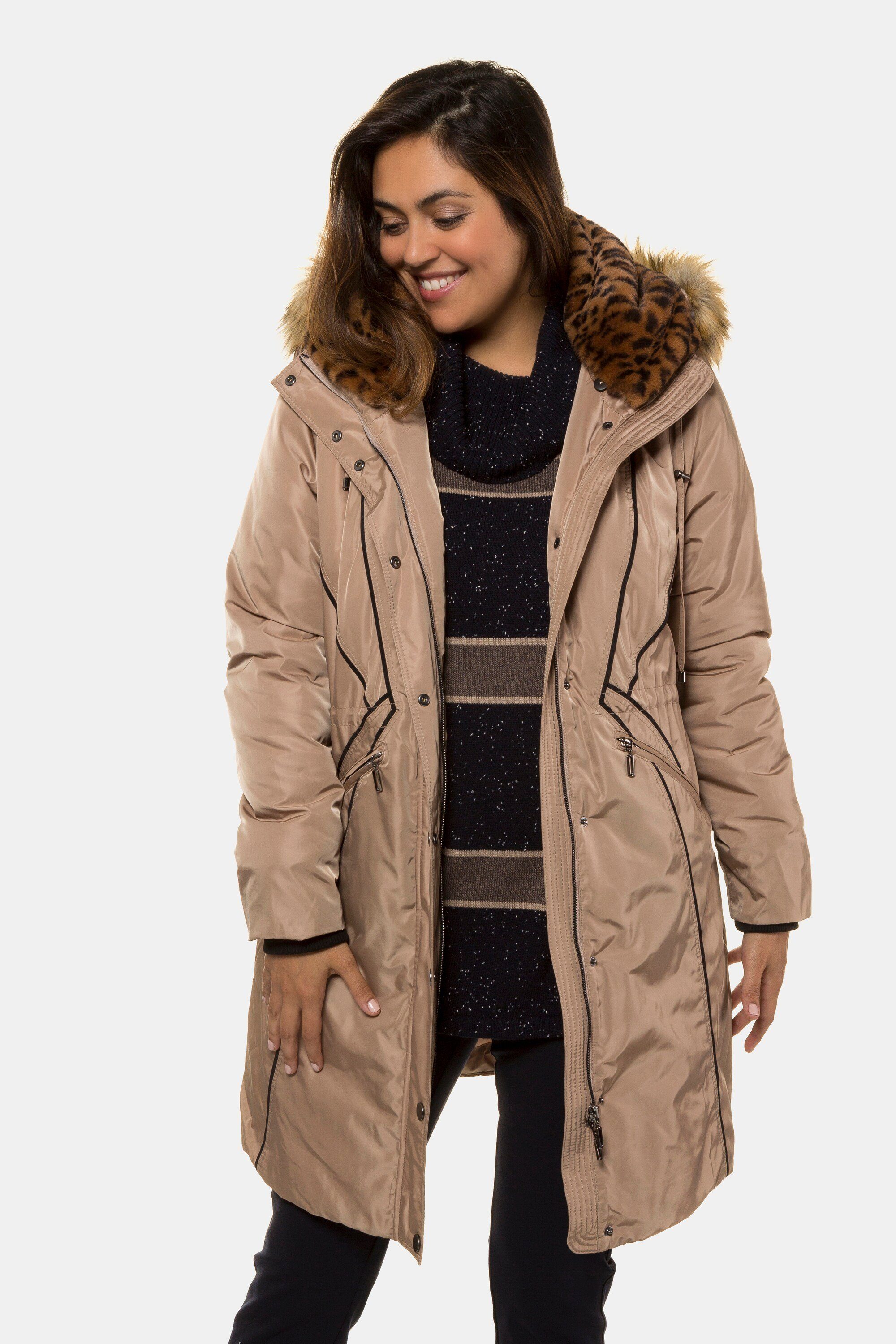 Ulla Popken Outdoorjacke Sympatex Jacke Zierpaspel Fake Fur Kapuze
