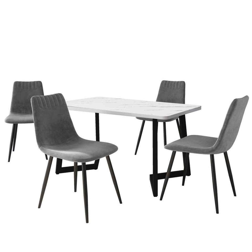 Modfu Essgruppe Esstisch Mit 4 Stühlen Set Modernes Tisch Und
