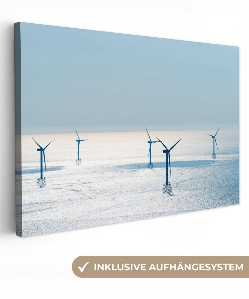 Onemillioncanvasses® Leinwandbild Nordsee Windmühle Sonne 1 St