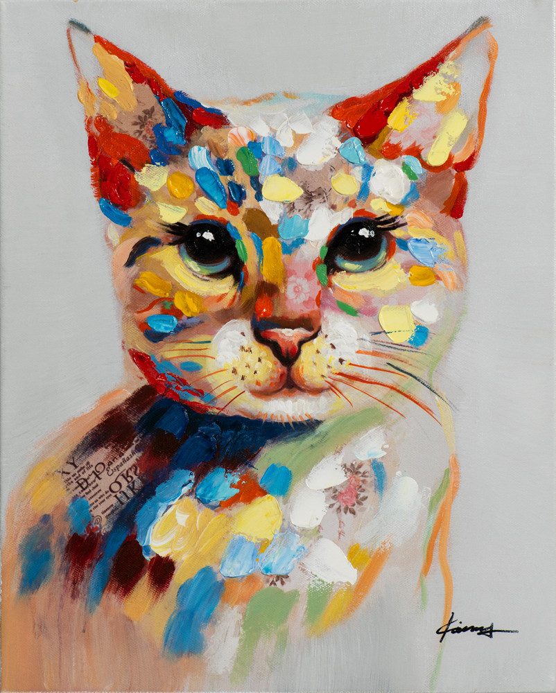 ArtUniverse Gemälde Bunte Katze 40x50 cm, Katze