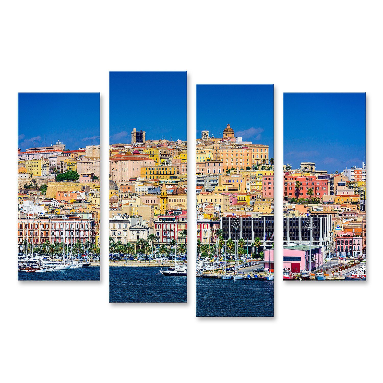 islandburner Leinwandbild »Bild auf Leinwand Cagliari Sardinien Italien Küste Skyline auf dem ...