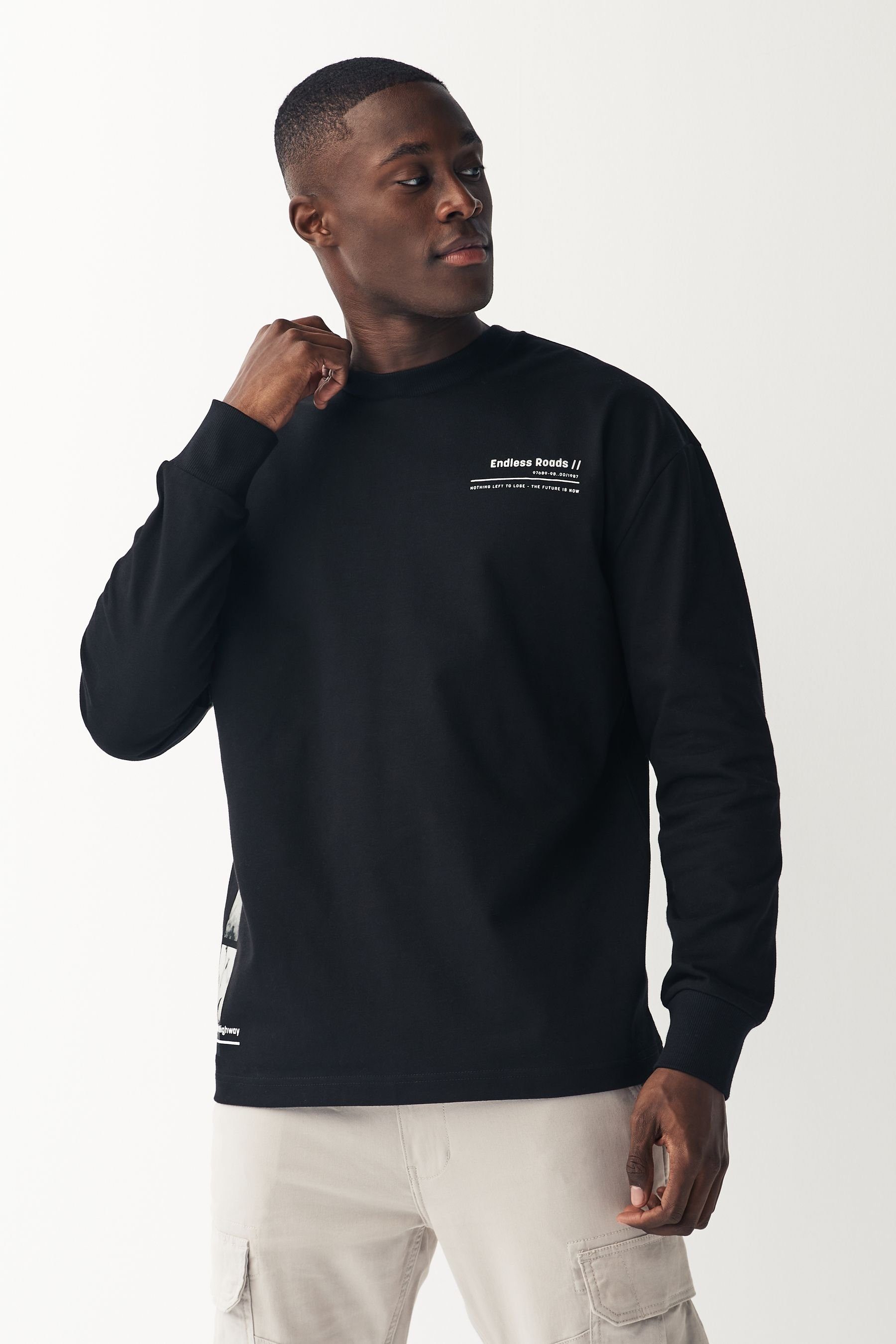 Next Langarmshirt Grafik Shirt Mit Langen Ärmeln Und Rückenprint 1 Tlg