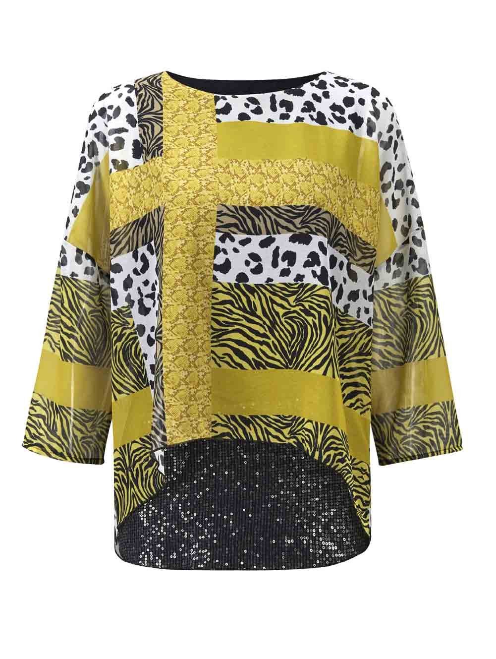Creation L Druckbluse Création L Damen 2 In 1 Druckbluse Gelb Bunt