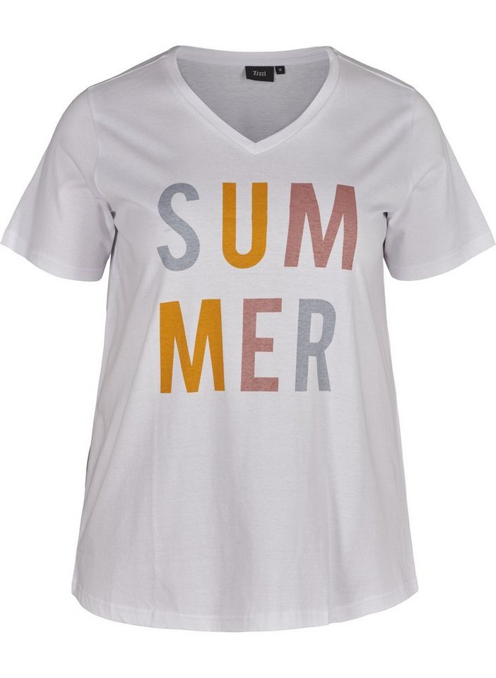 Zizzi T Shirt Große Größen Damen Baumwoll T Shirt Mit V Ausschnitt Und