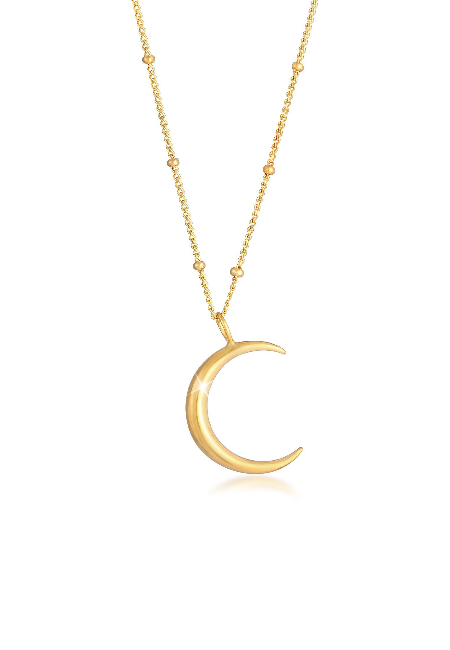 Elli Kette mit Anhänger Halbmond Moon Sichel Astro 925 Silber, Halbmond