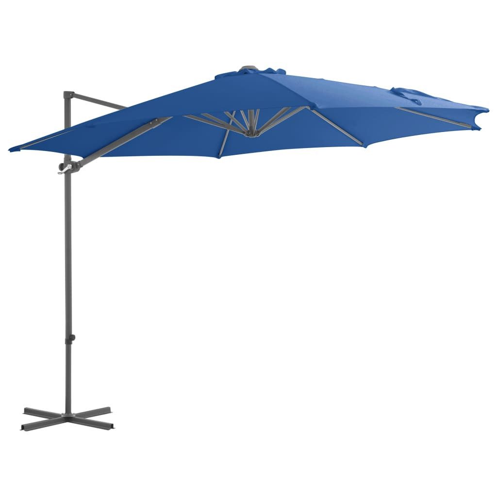 furnicato Sonnenschirm Ampelschirm mit Stahl-Mast 300 cm Azurblau