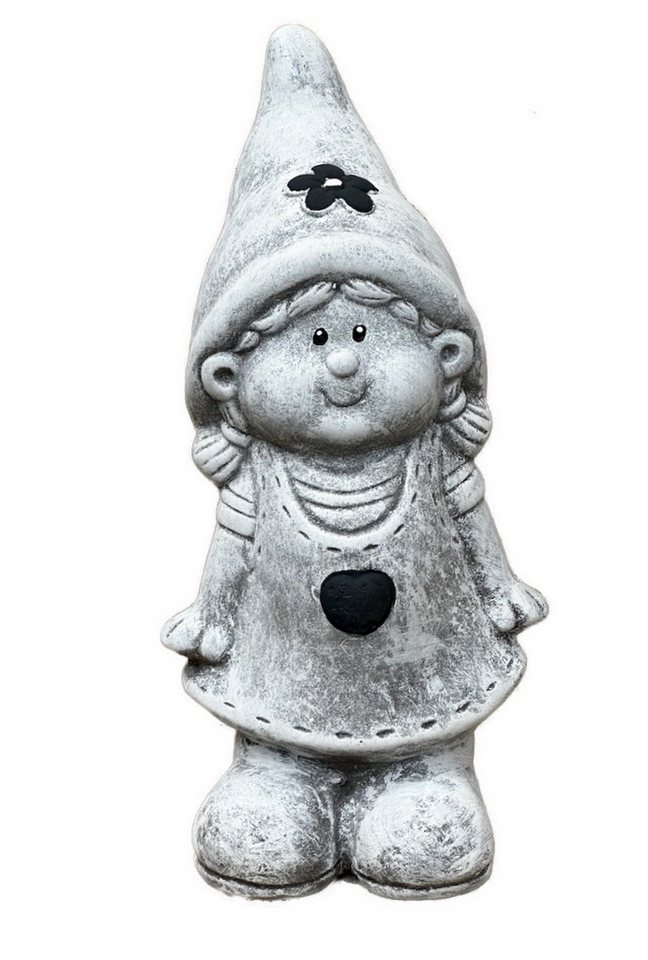 Stone And Style Gartenfigur Steinfigur Wichtel Mädchen Frostfest