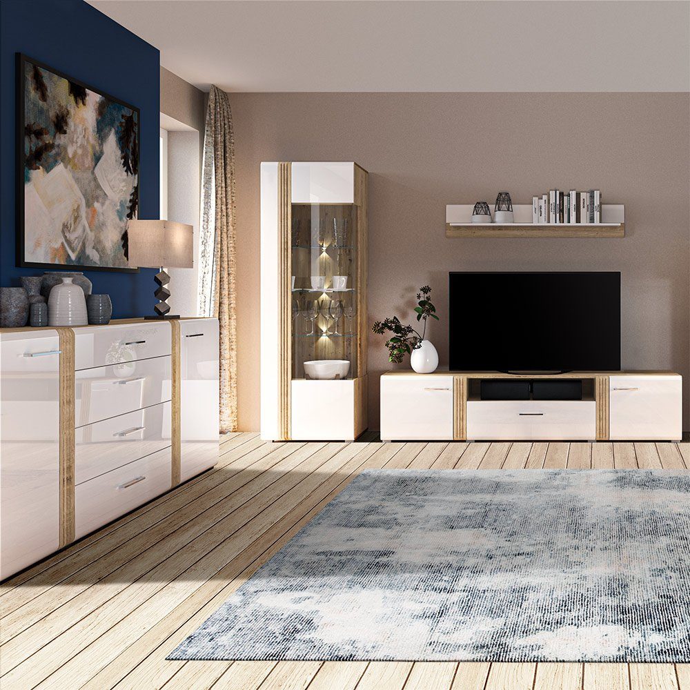 Lomadox Wohnzimmer Set Akron 131 Mega Spar Set 4 St 4 Tlg
