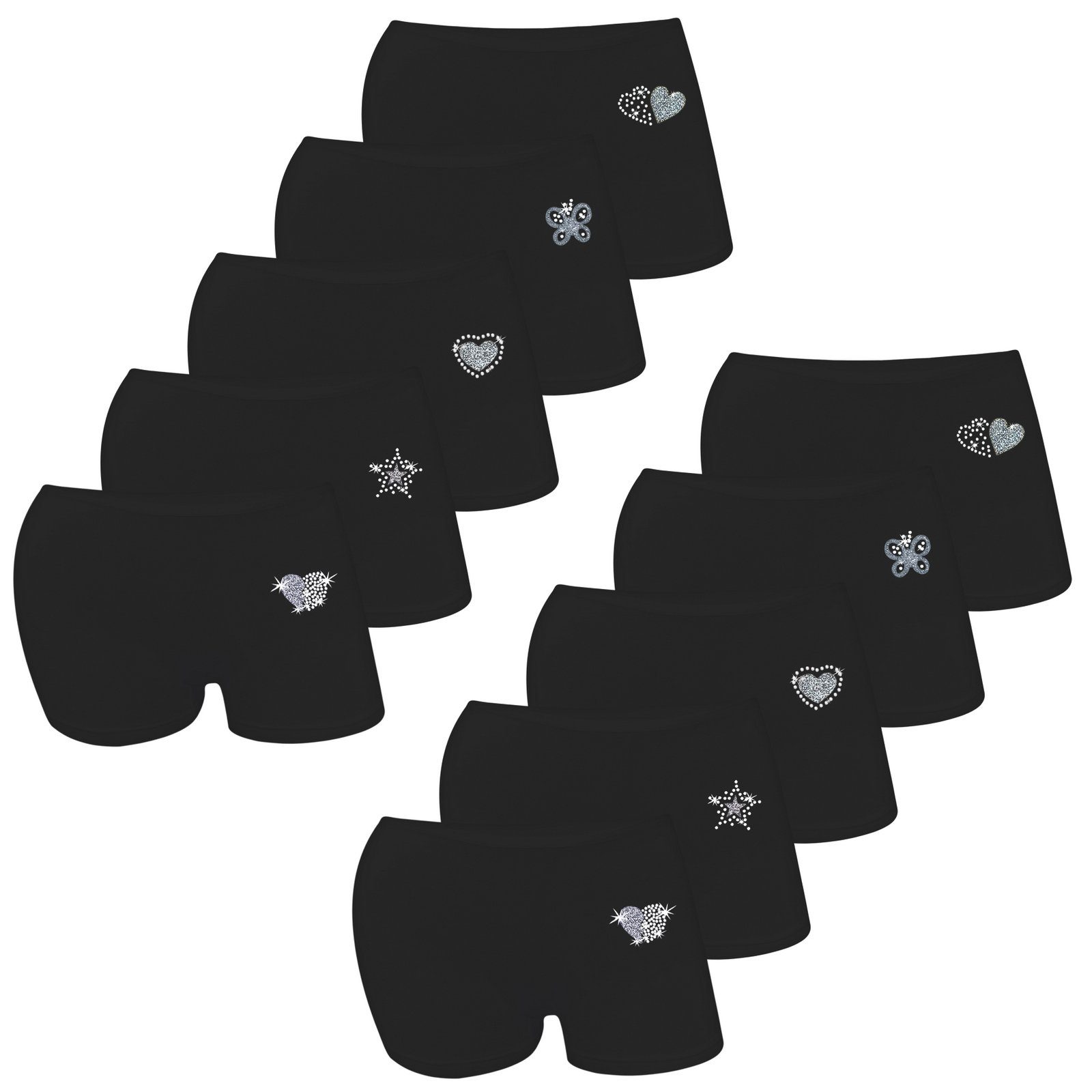 Loreza Panty 10er Pack Mädchen Pantys Schwarz Strass And Glitzer