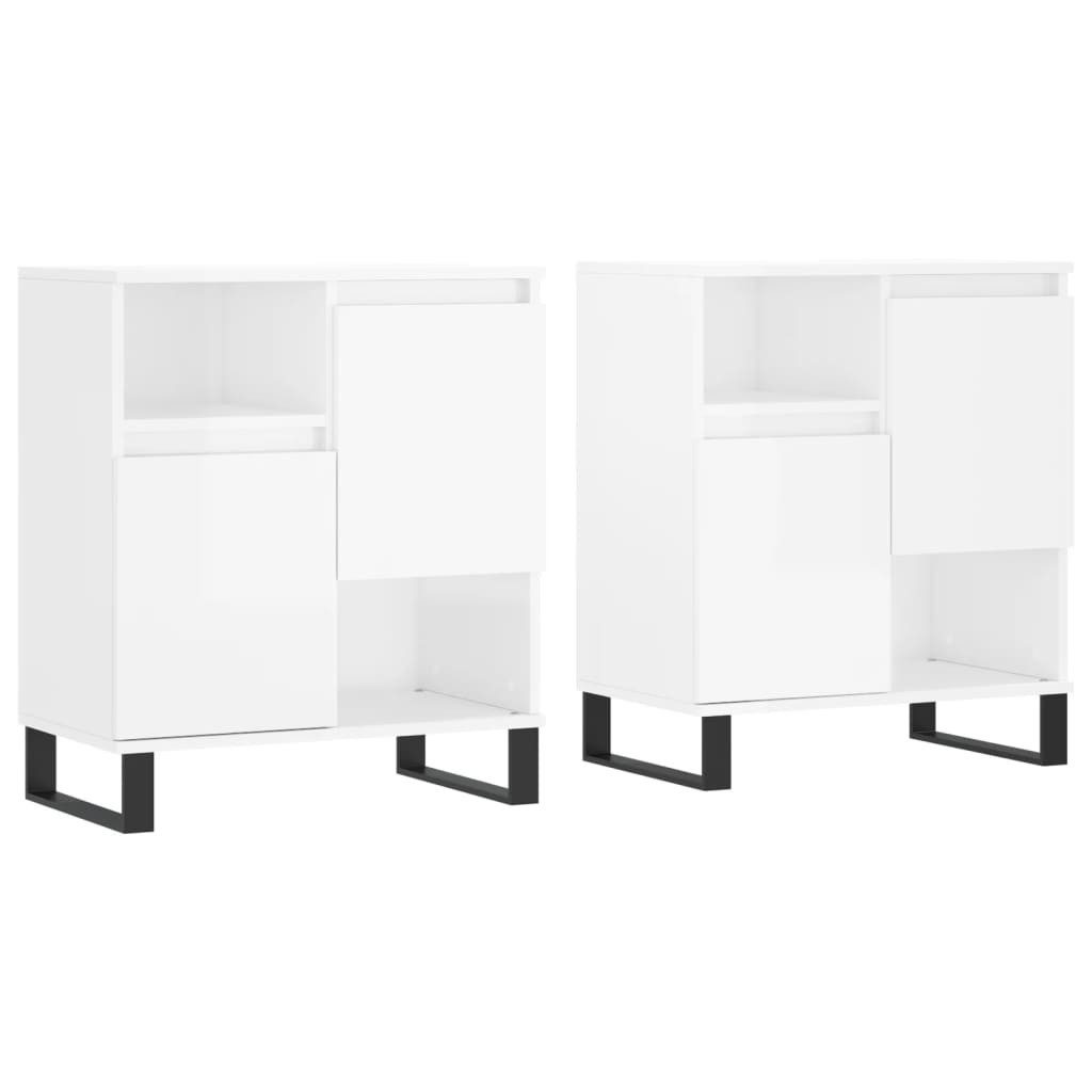 Vidaxl Sideboard Sideboards 2 Stk Hochglanz Weiß Spanplatte