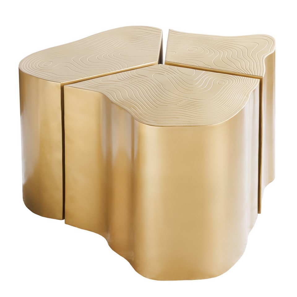 Riess Ambiente Couchtisch Organic 80cm Messing Set 3 St Wohnzimmer