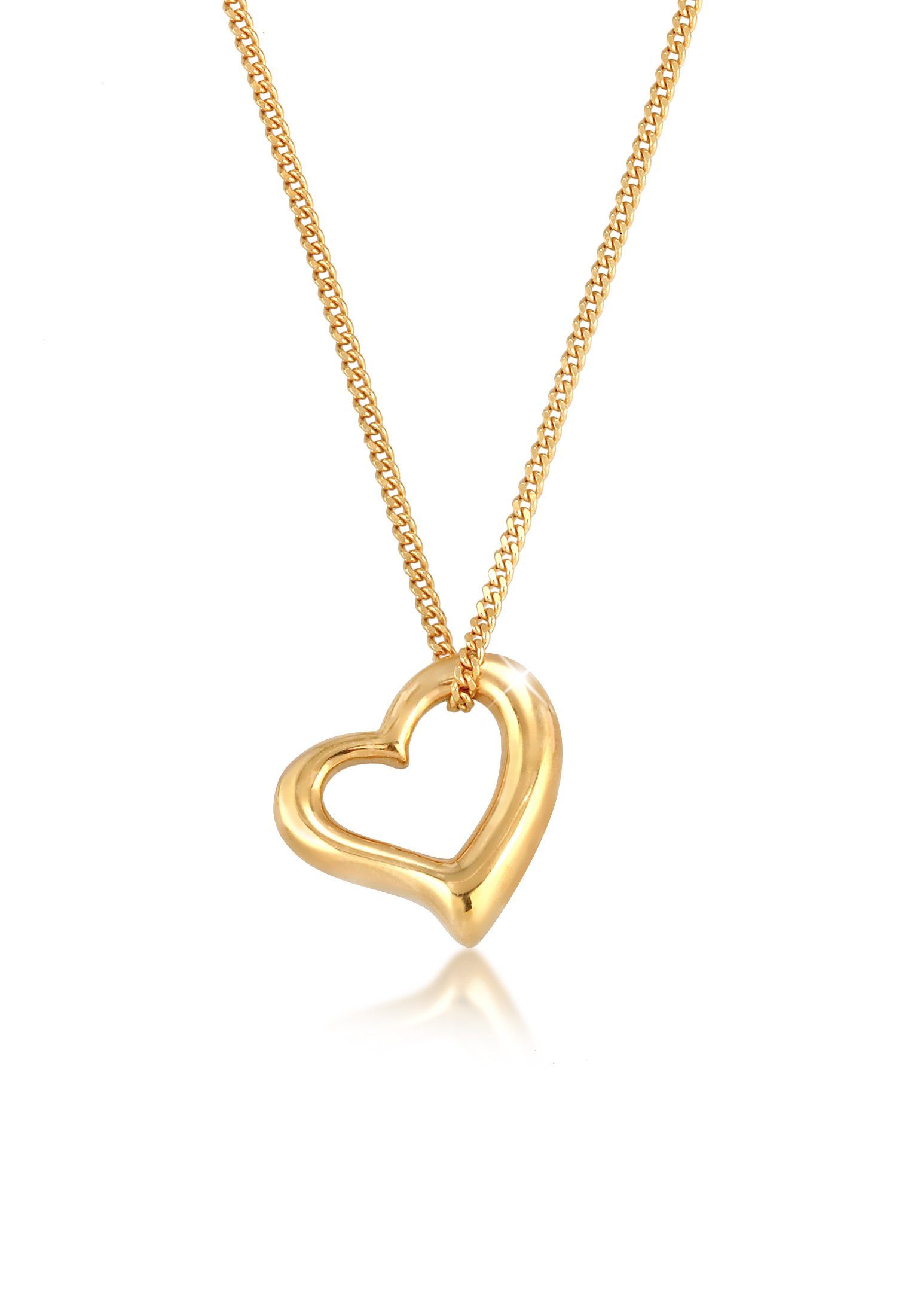 Elli Kette mit Anhänger Herz Basic Cut Out 925 Silber, Herz