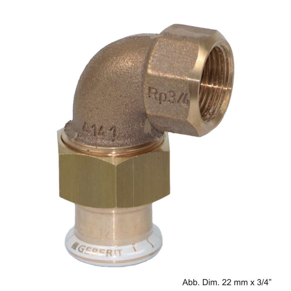 GEBERIT Wasserrohr Geberit Mapress Rotguss Winkelverschraubung 90° IG, flachdichtend, 28m