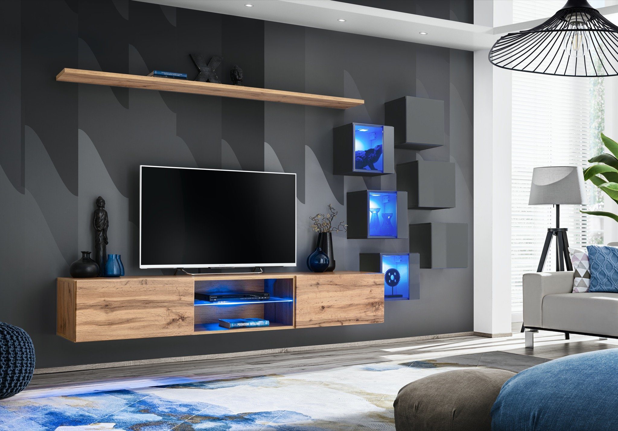 Jvmoebel Wohnwand Modern Wand Möbel Wohnwand Luxus Wand Regale Tv