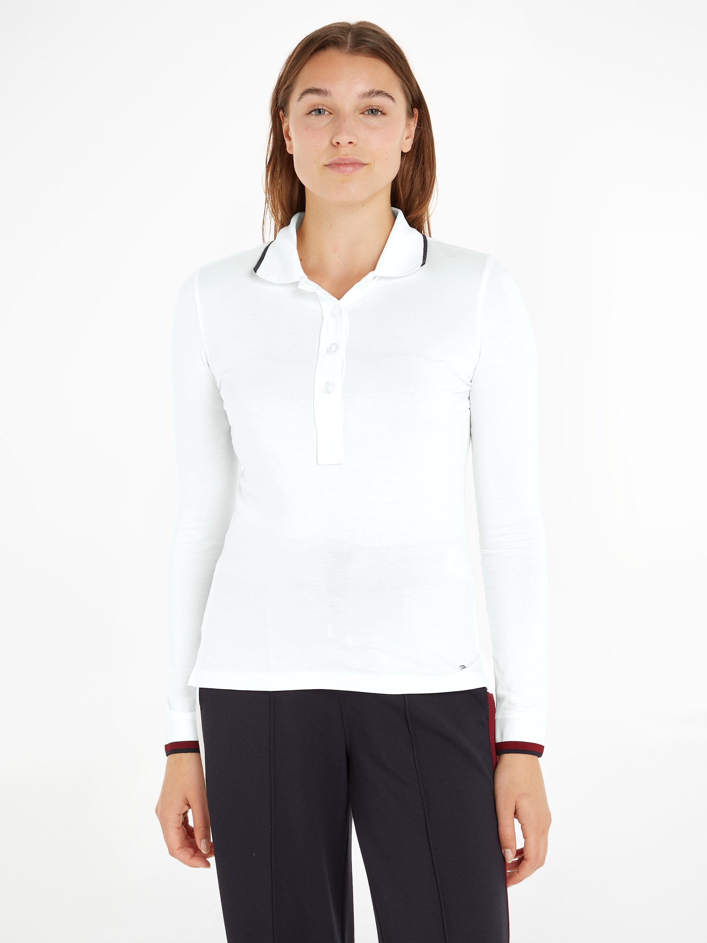 Tommy Hilfiger Poloshirt Slim Split Global Str Polo Ls Mit Moderner
