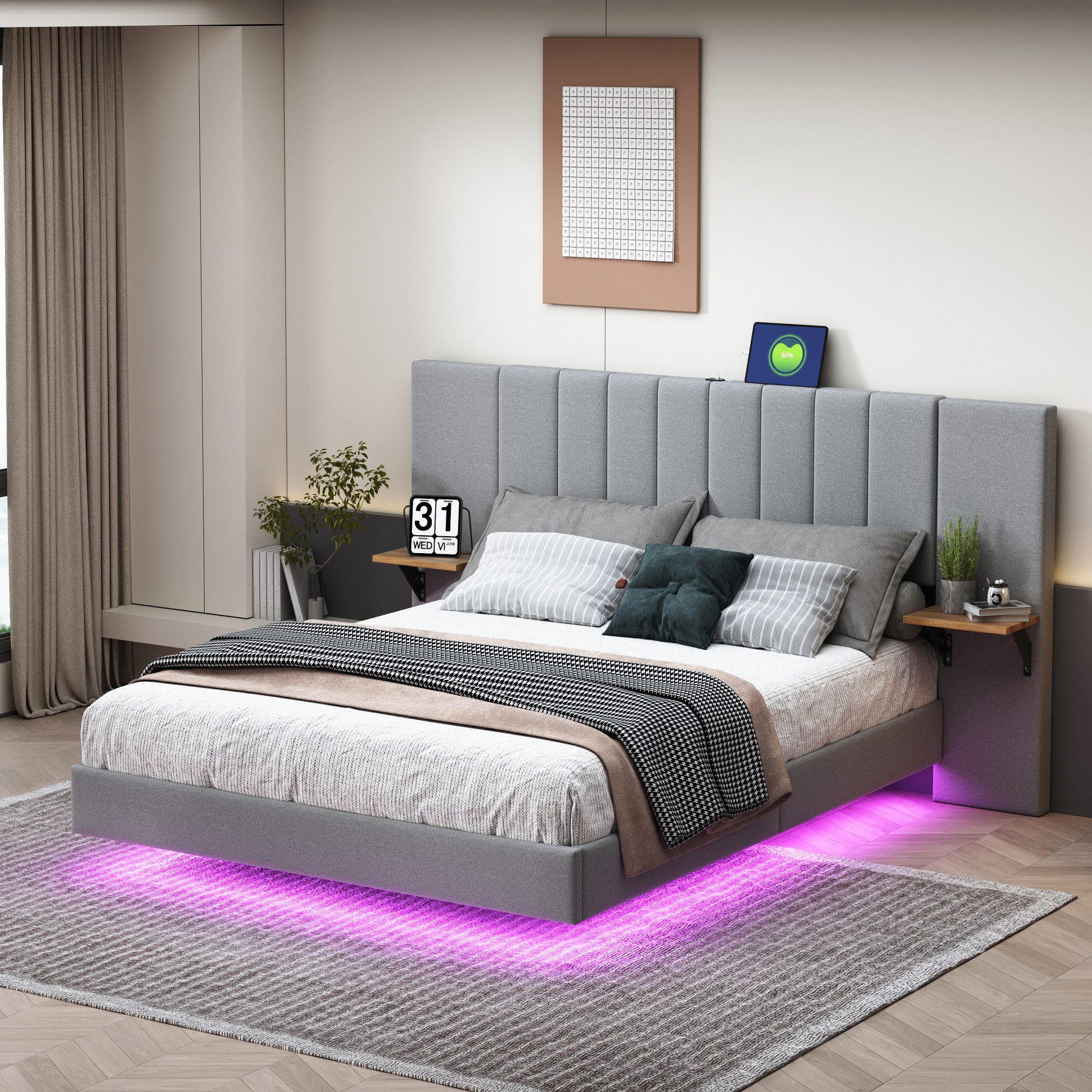 Modfu Polsterbett Doppelbett Funktionsbett Gästebett Verdecktes