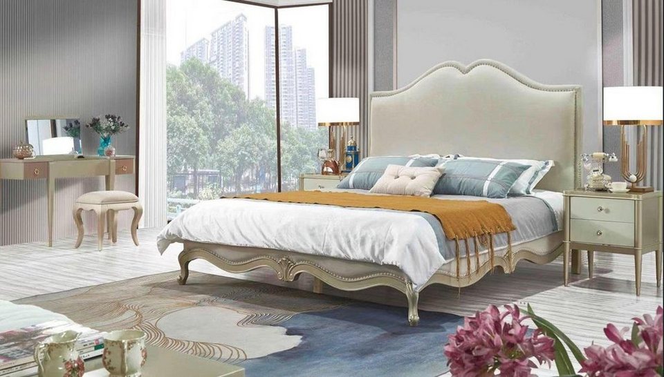 Jvmoebel Bett Klassisches Schlafzimmer Set Bett 2x Nachttisch Barock
