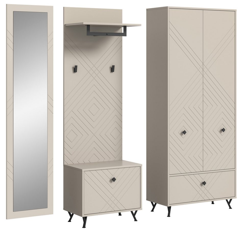 Furnling Garderoben Set Noam 4 St Garderobe Mit Ornamentfräsung
