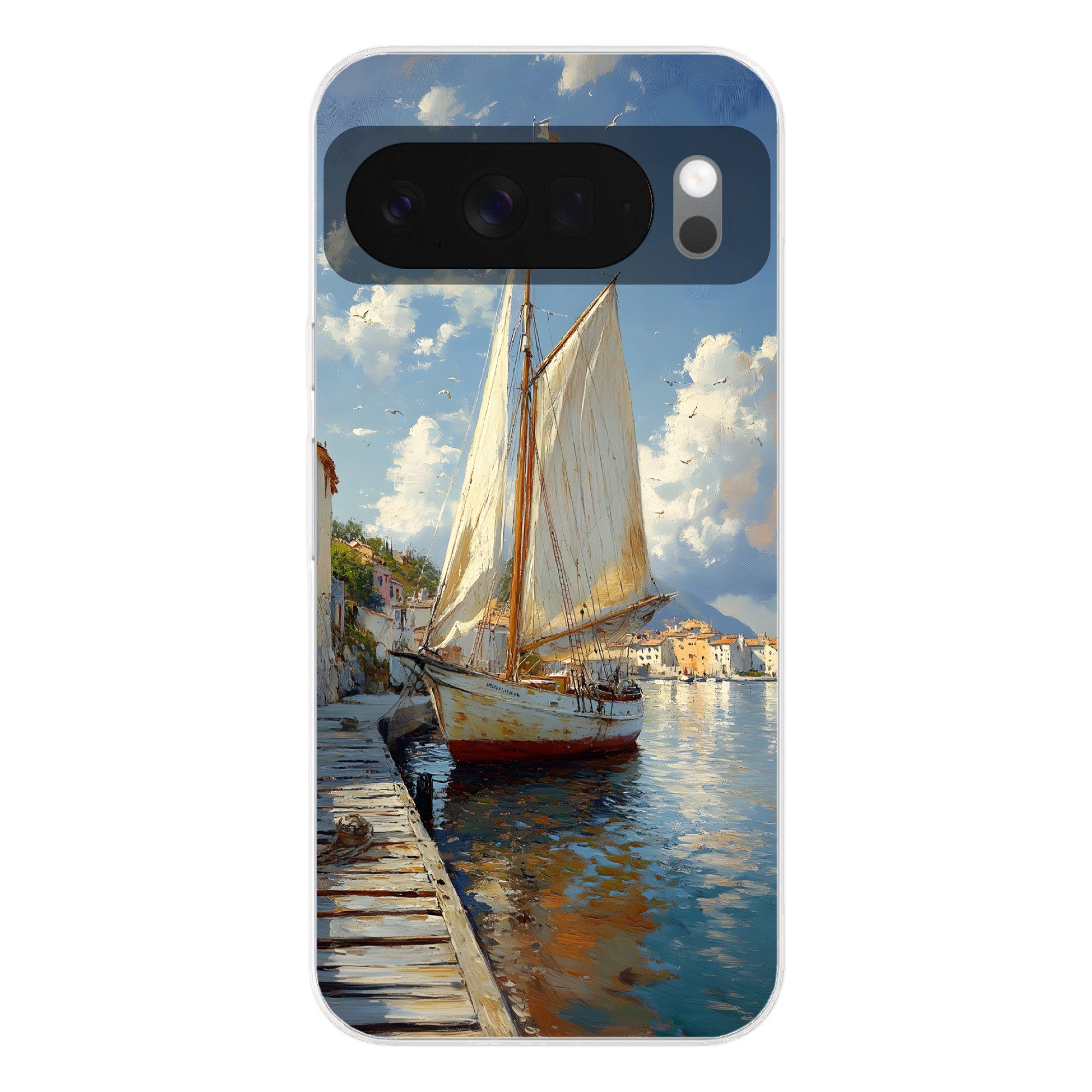MuchoWow Handyhülle für Apple iPhone 12 Pro Segelboot - Sonne - Pier ...