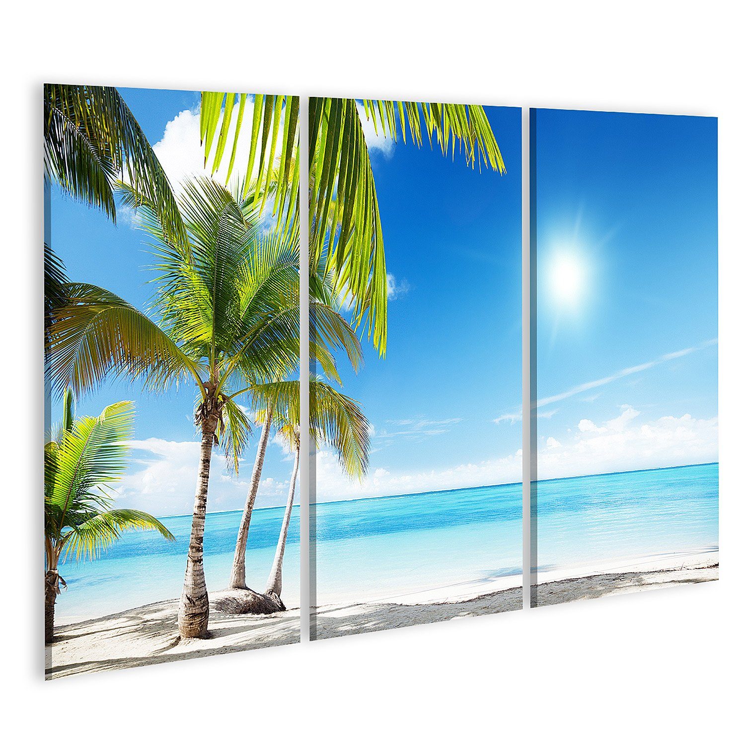 islandburner Leinwandbild »Bild auf Leinwand Karibik Strand unter Kokospalmen Wandbild ...