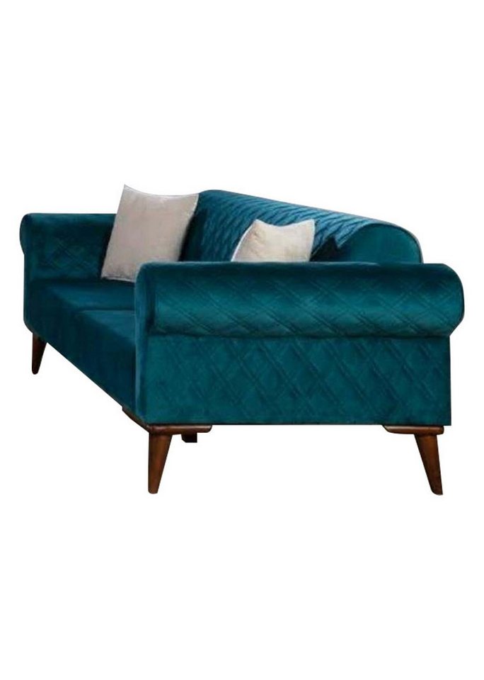 Jvmoebel Sofa Türkis Dreisitzer Samt Couch Wohnzimmer Couchen Sofa