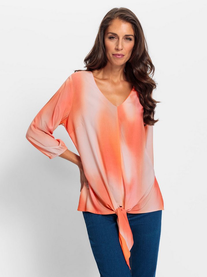 Heine Klassische Bluse Druckbluse Modisches Knoten Detail