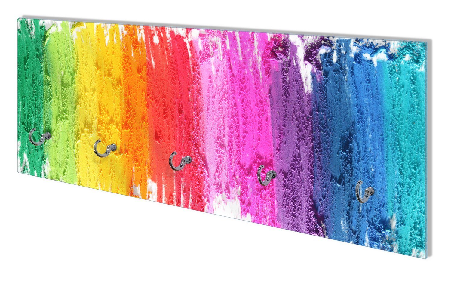 Wallario Wandgarderobe Regenbogenstreifen Auf Weißem Hintergrund