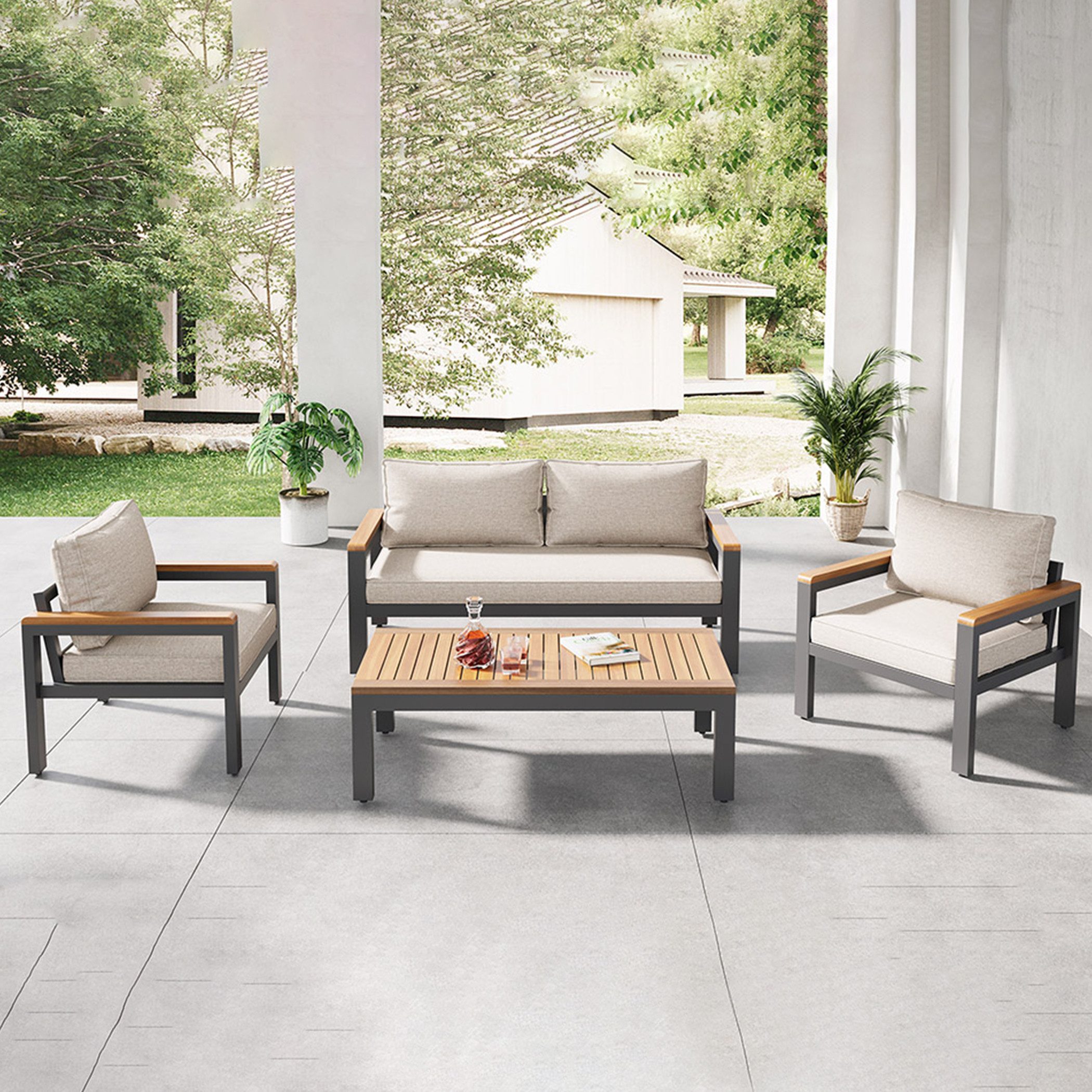 Klam Home Gartenlounge Set Gartenmöbel Set Mit Verzinktem Rahmen