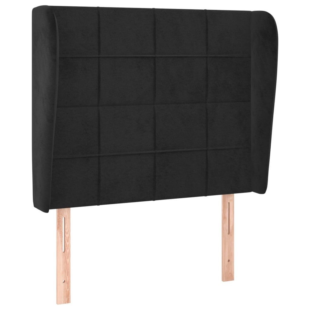 vidaXL Kopfteil, Bett Kopfteil mit Ohren Schwarz 83x23x118/128 cm Samt ...
