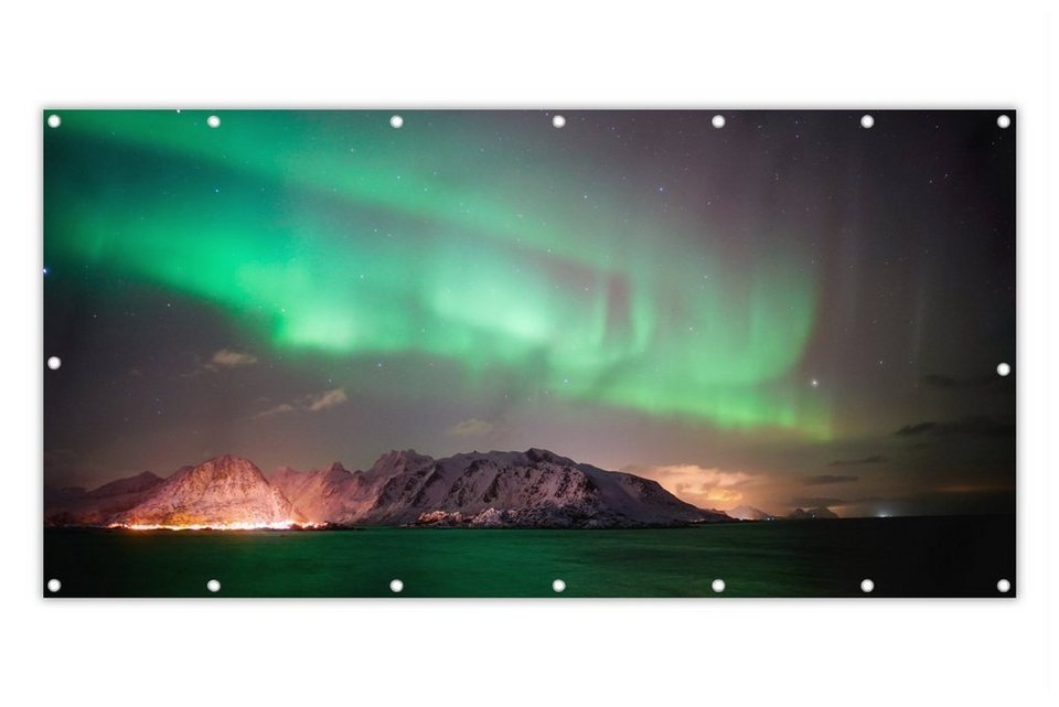 Muchowow Balkonsichtschutz Nordlichter Grün Insel Norwegen 1 St