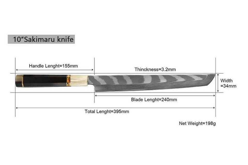 Muxel Damastmesser Sakimaru Oder Yanagiba Messer Mit Achteckigen