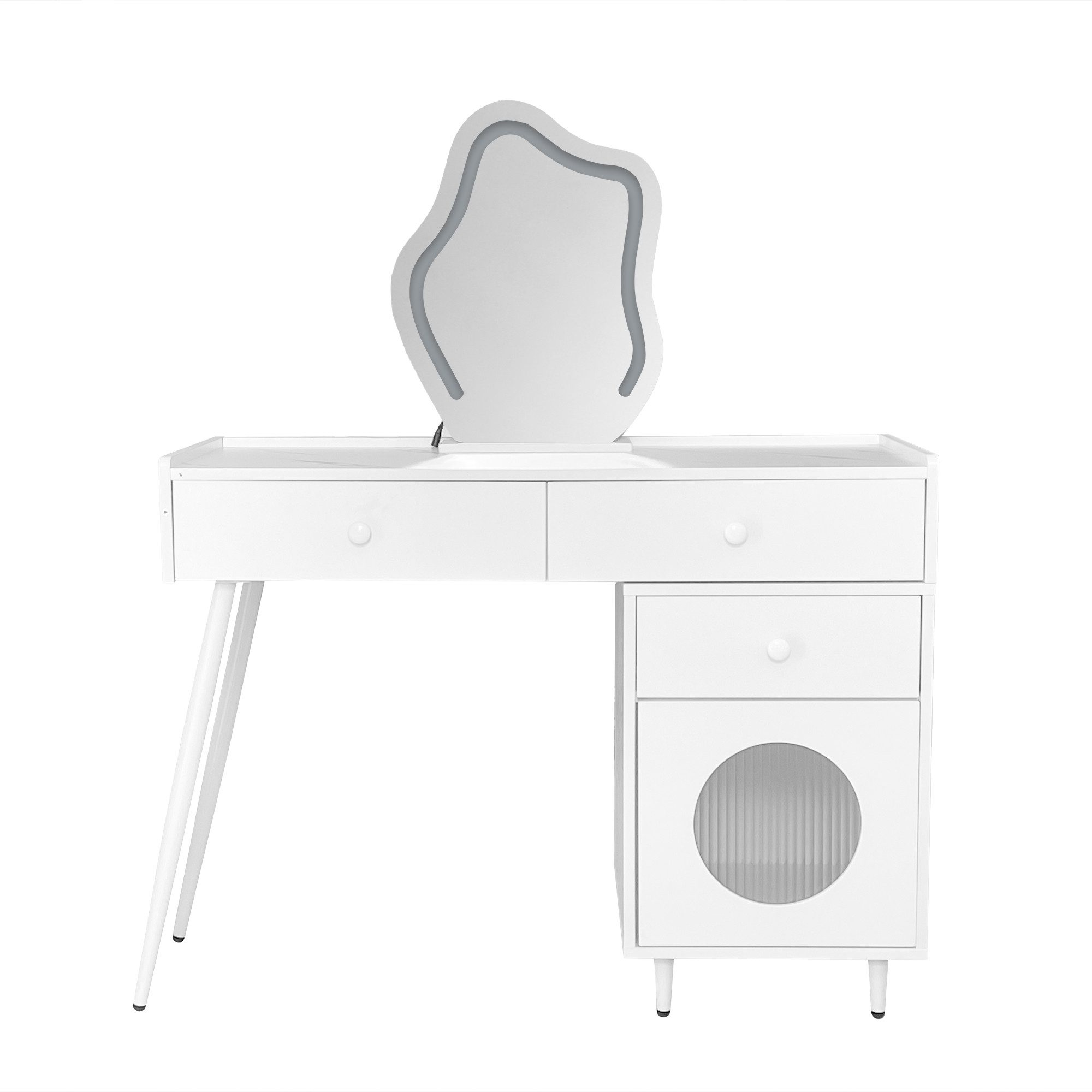 Rutaqian Schminktisch Mit Led Beleuchtung 100×40×75cm Frisiertisch