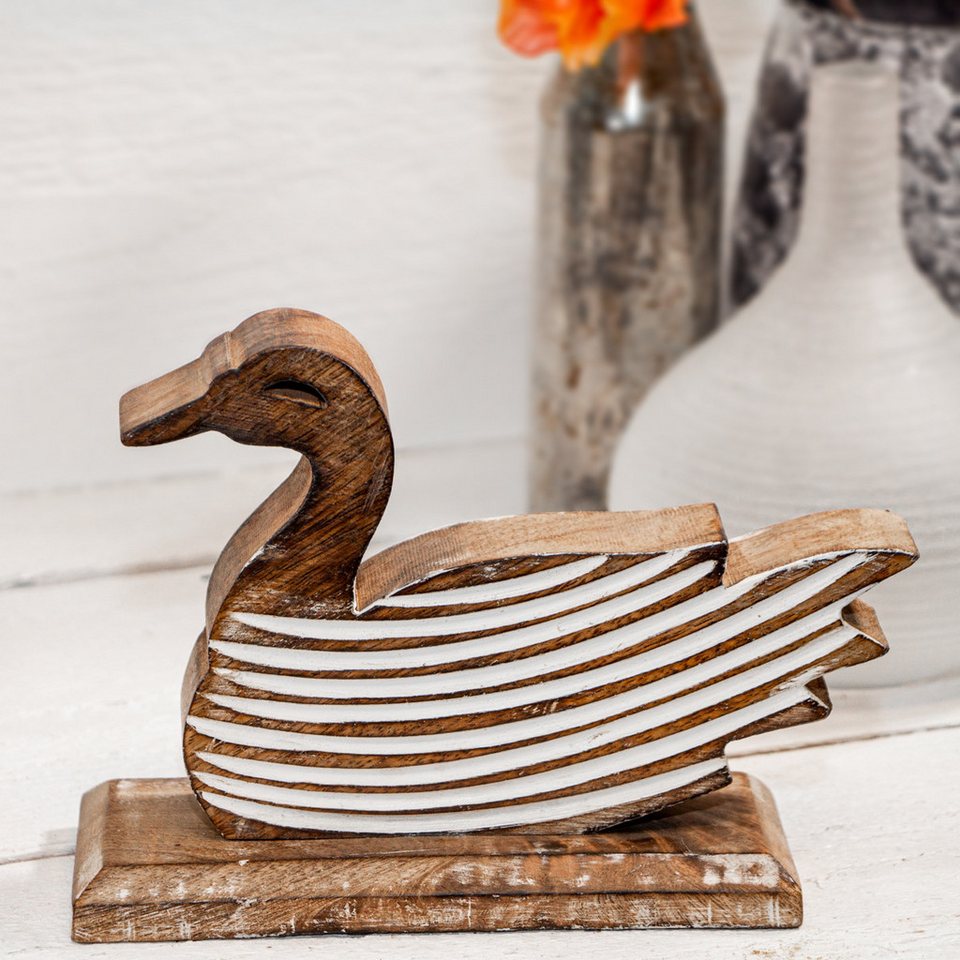 Antikas Wanddekoobjekt Holzfigur Ente Braun Weiß Tiere Tierfiguren