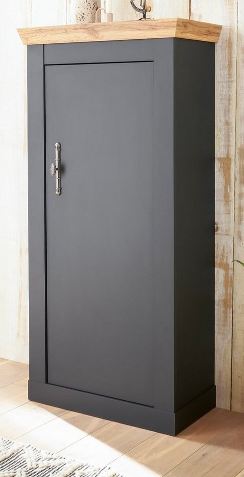 Furndesign Hochkommode Ribera Kommode In Matt Grau Mit Wotan Eiche