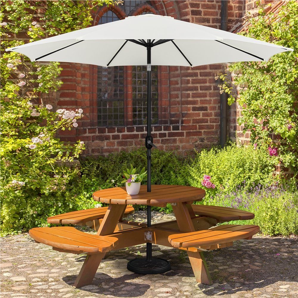 Yaheetech Sonnenschirm, Φ 294 cm Kippbar Gartenschirm mit Kurbel Terrassenschirm