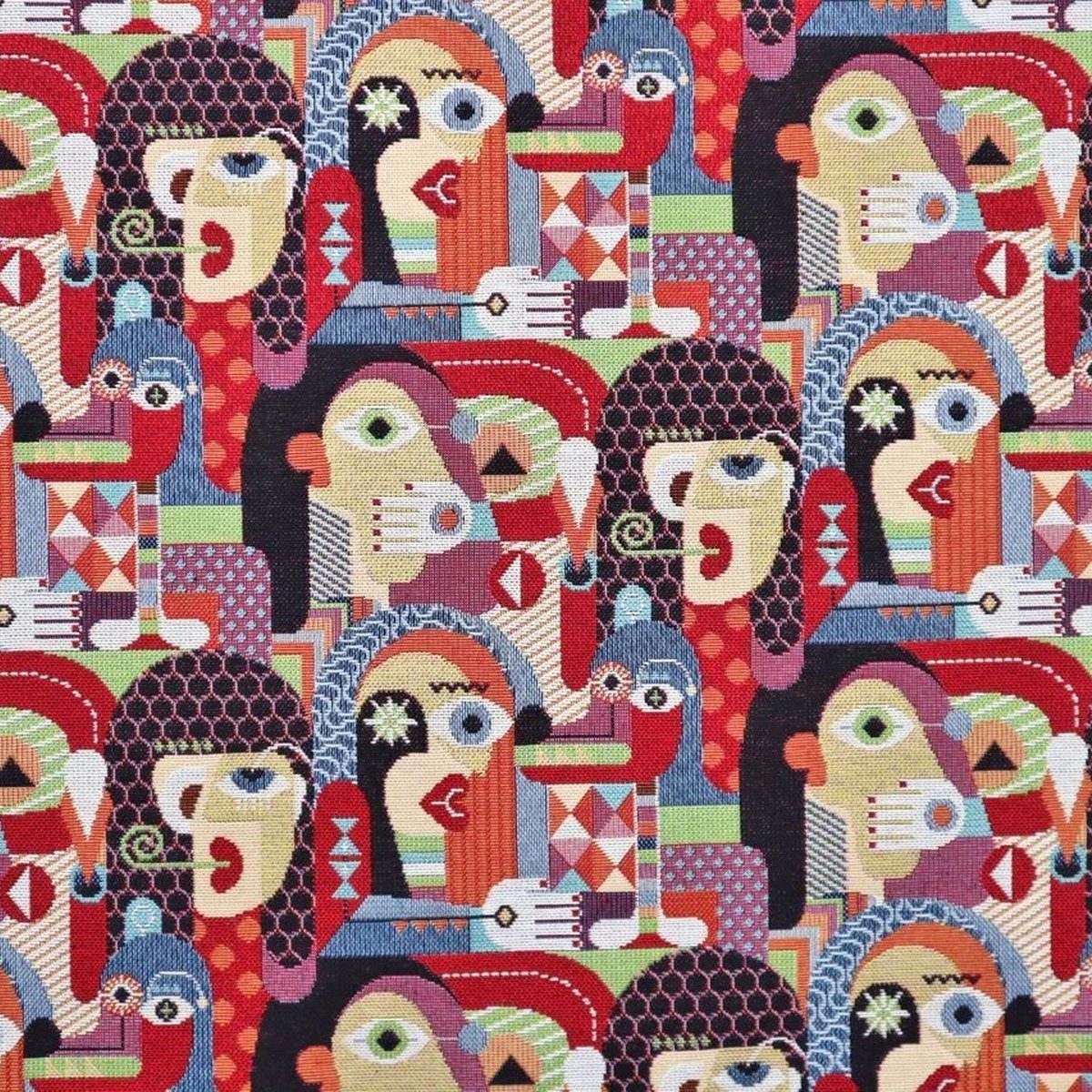 Stofferia Stoff Polsterstoff Gobelin Face Colourful Art Bunt Breite