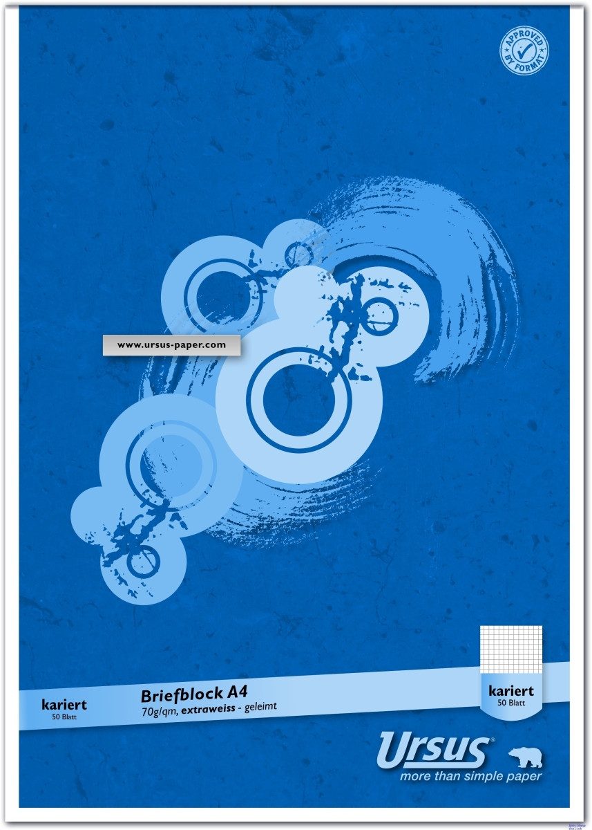 Ursus - Ludwig Bähr Notizblock Briefblock A4 70g 50 Blatt kariert, Collegeblock