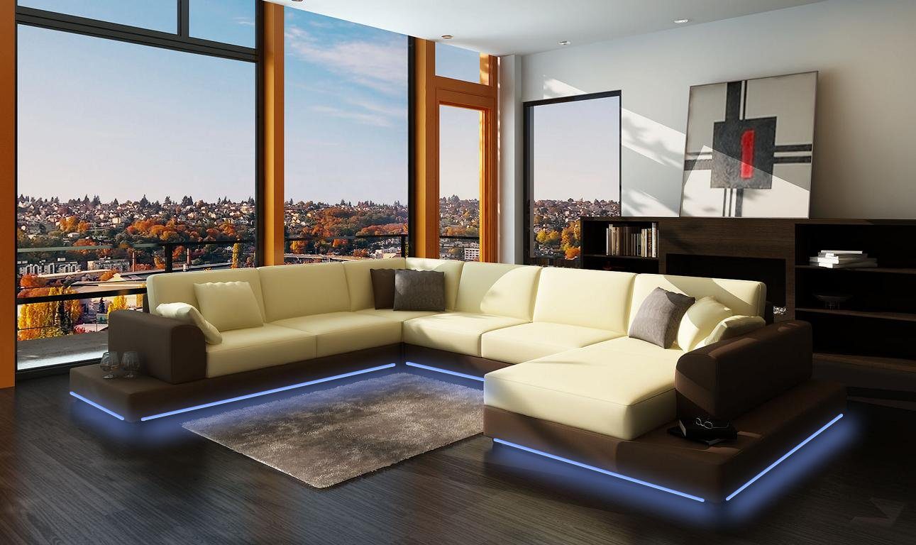 Jvmoebel Ecksofa Ledersofa Couch Wohnlandschaft Eck Design Modern Sofa