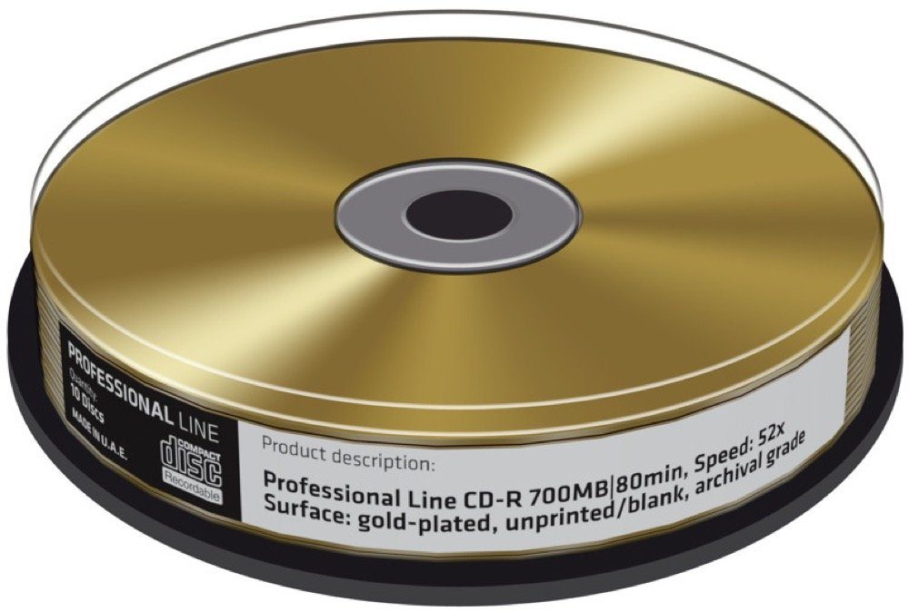 Mediarange CD-Rohling 10 Professional Rohlinge CD-R GOLD 24 Karat 80Min 700MB 52x Spindel