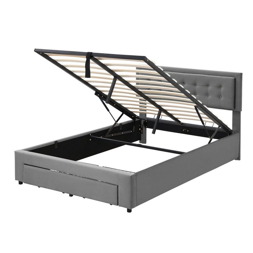 Gotagee Polsterbett Samt Doppelbett Polsterbett Stauraumbett Mit Kasten