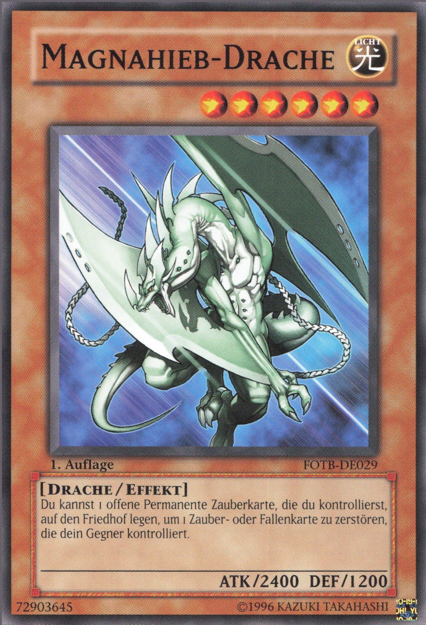 ReCollectibles Sammelkarte YuGiOh Karte Magnahieb-Drache deutsch, Yu-Gi-Oh! Karte FOTB-DE029 Common