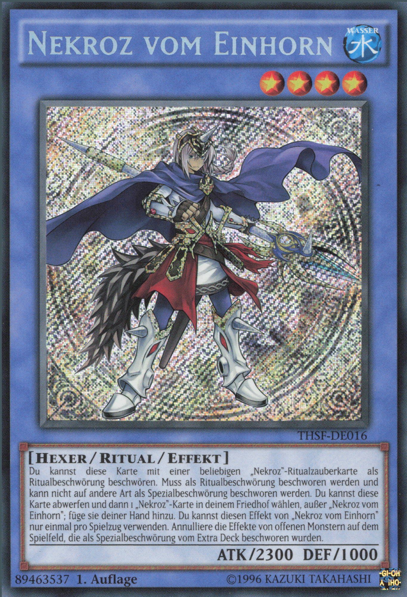 ReCollectibles Sammelkarte YuGiOh Nekroz vom Einhorn, Yu-Gi-Oh! THSF-DE016 Secret Rare