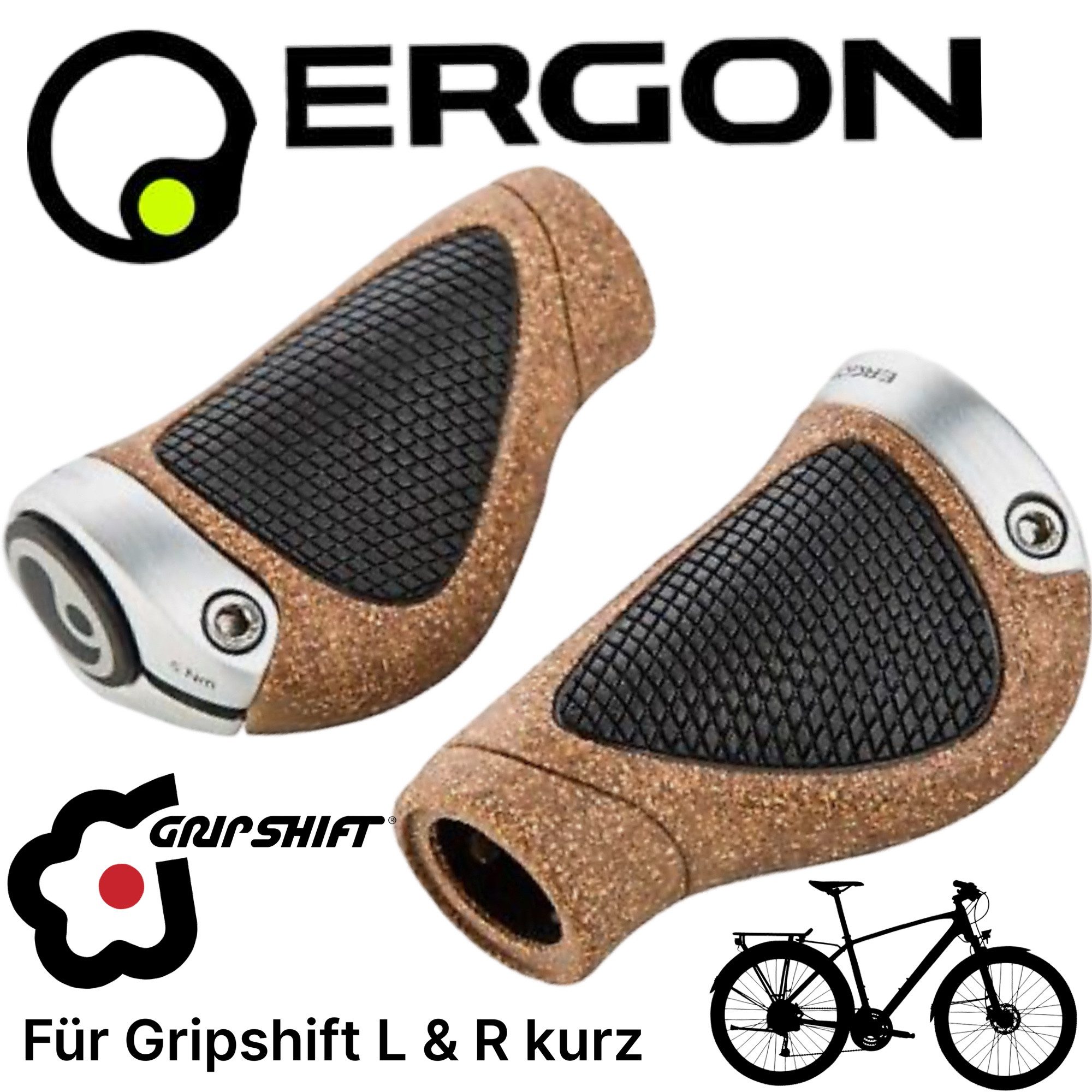 Ergon Fahrradlenker Ergon GP1-L BioKork Gripshift Mtb City Tour Ebike Fahrrad Griffe